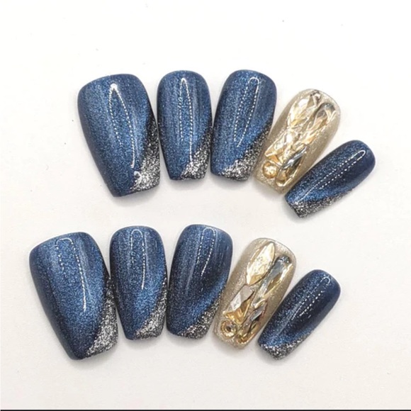 Makeup | Handmade Press On Nails Midlength Cat Eye Fake Nails With ...